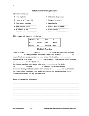Fillable Online Daily Routine Writing Exercise Fax Email Print - pdfFiller