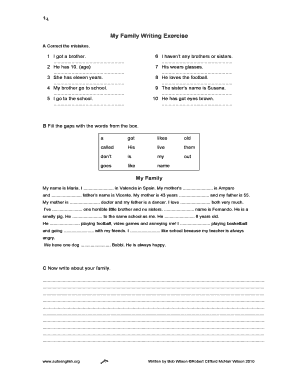 Fillable Online My Family Writing Exercise Fax Email Print - pdfFiller
