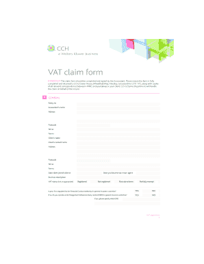 Fillable Online VAT claim form - CCH Fax Email Print - pdfFiller