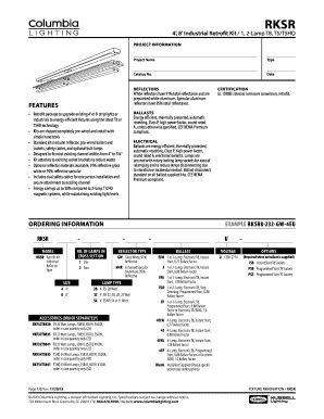 Fillable Online RKSR 4 ', 8 ' Industrial Retrofit Kit / 1, 2Lamp T8, T5 ...