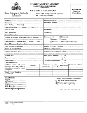 Fillable Online embassy Cambodia bapplicationb formpdf Fax Email Print ...