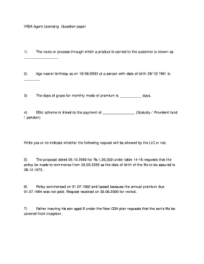 Fillable Online IRDA sample Paper 2pdf Fax Email Print - pdfFiller