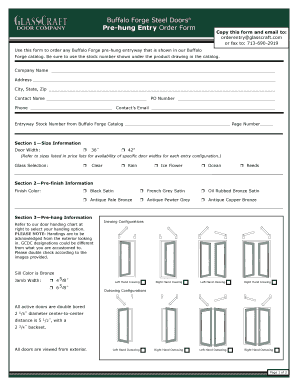 Fillable Online Buffalo Forge Steel Doors Pre-hung Entry Order Form Fax ...