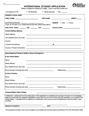 Fillable Online hancockcollege Please complete the following in English ...