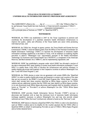 Fillable Online Texas Uniform HISP Agreement - Direct Project Fax Email ...