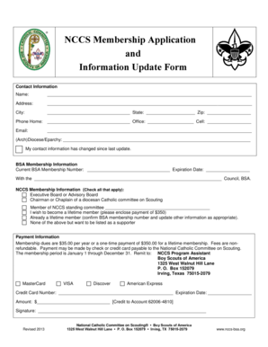 Fillable Online nccs-bsa NCCS Membership Application and Information ...