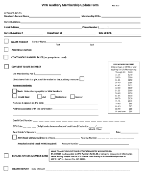 Fillable Online ohiovfw 2015-2016 Membership ChangeUpdate Form - VFW ...