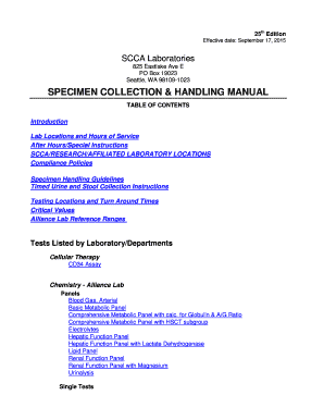 Fillable Online seattlecca Specimen Collection and Handling Manual ...
