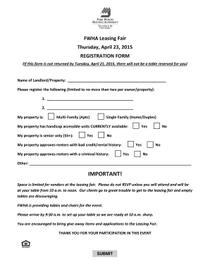 Fillable Online FWHA Leasing Fair Fax Email Print - pdfFiller