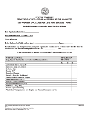Fillable Online tennessee Application for Long Term Services-Part 2 - State of Tennessee Fax ...