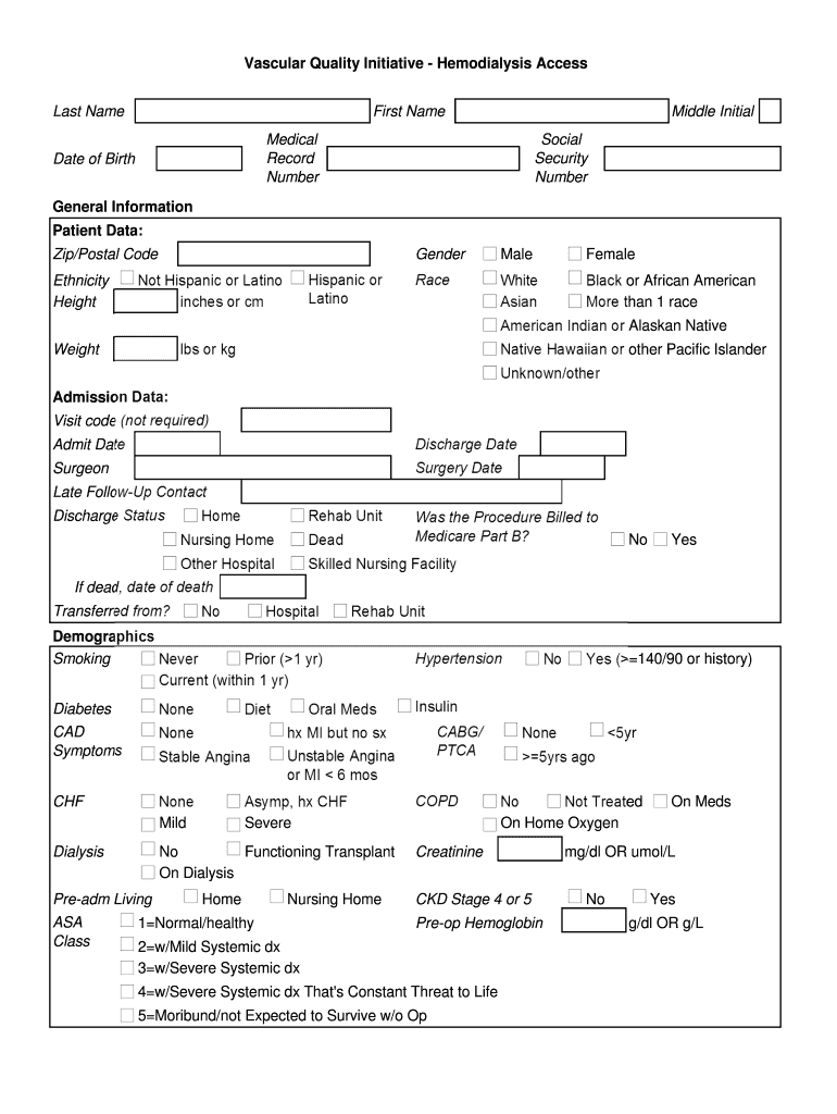 Fillable Online vascularweb Hemodialysis Access - Society for Vascular Surgery - vascularweb Fax ...