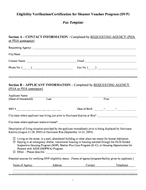 Fillable Online hud Eligibility VerificationCertification for Disaster ...
