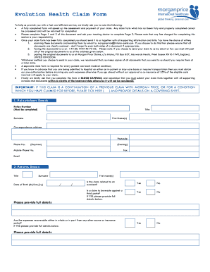 Fillable Online Evolution Health Claim Form - Morgan Price ...