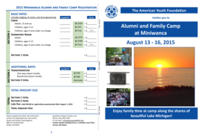 Fillable Online 2015 Miniwanca Alumni and Family Camp Registration The ...