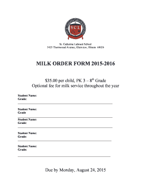 Fillable Online milk order Fax Email Print - pdfFiller