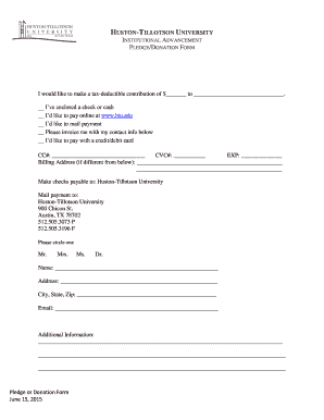 Fillable Online htu Printable pledge form - Huston-Tillotson University ...