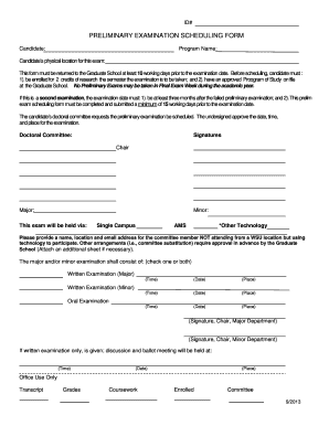 Fillable Online gradschool wsu Preliminary examination scheduling form ...