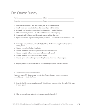 Fillable Online Pre-Course Survey Fax Email Print - pdfFiller