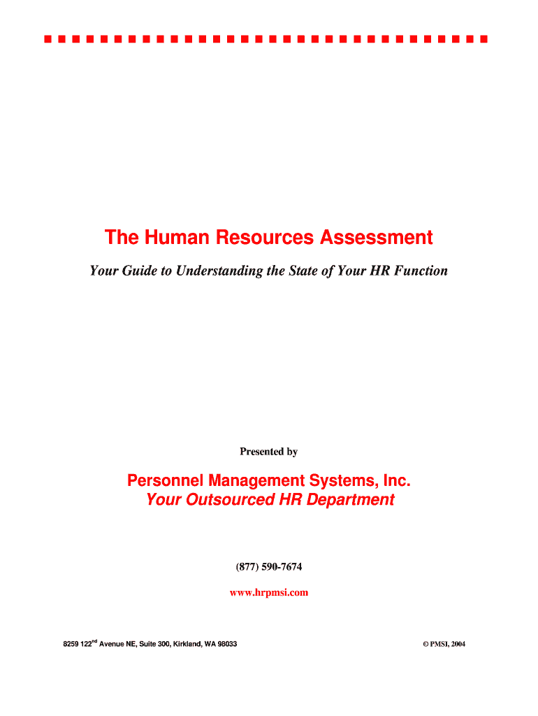 Fillable Online The Human Resources Assessment Fax Email Print - pdfFiller