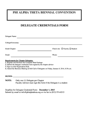 Fillable Online phialphatheta Delegate Credential Form Fax Email Print ...