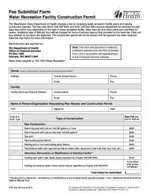 Fillable Online doh wa Fee Submittal Form - Water Recreation Facility ...