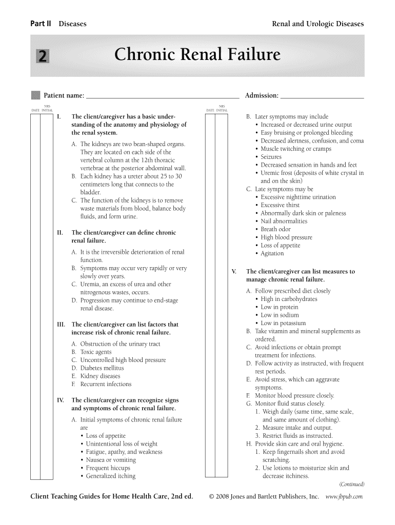Fillable Online Chronic Renal Failure - Home Fax Email Print - pdfFiller