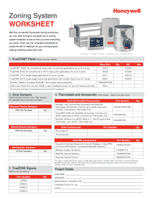 Fillable Online honeywell zoning system worksheet Fax Email Print ...