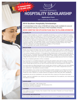Fillable Online Hospitality Application Form 2016pdf - Southern ...
