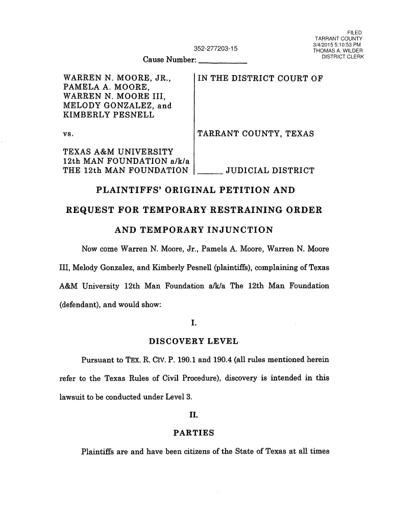 Fillable Online Cause Number: - - - - - Fax Email Print - pdfFiller