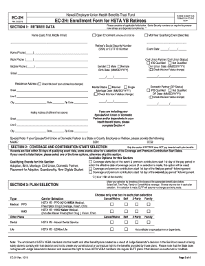 Fillable Online eutf hawaii Retiree Form for HSTA VB Plans Effective ...