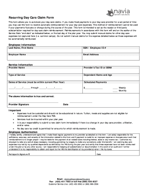 Fillable Online Recurring Daycare Claim Fax Email Print - pdfFiller