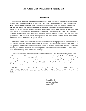 Fillable Online The Amos Gilbert Atkinson Family Bible Fax Email Print ...