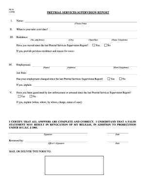 Fillable Online wvnd uscourts Pretrial Services Supervision Report Fax ...