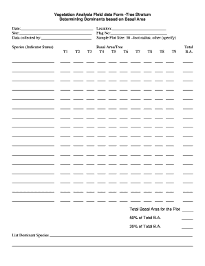 Fillable Online buzzardsbay Vegetation Analysis Field data Form -Tree ...