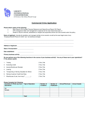Fillable Online Commercial Crime bApplicationb - Business Risk Partners ...