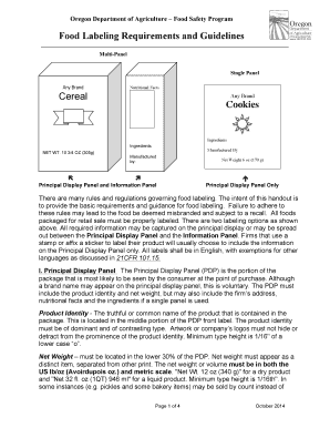 Fillable Online oregon Food Labeling Requirements and Guidelines Cereal ...