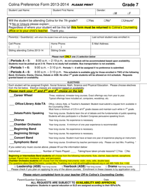 Fillable Online Colina Preference Form 2009-2010 Fax Email Print ...