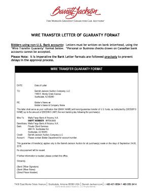 Fillable Online WIRE TRANSFER LETTER OF GUARANTY FORMAT Fax Email Print ...