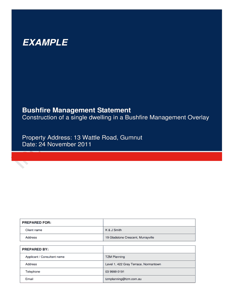Fillable Online Bushfire Management Statement example Fax Email Print - pdfFiller