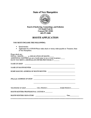 Fillable Online nh Booth Rental Application Fax Email Print - pdfFiller