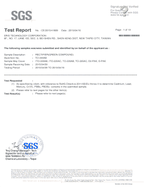Fillable Online Test Report Page 1 of 13 - ERIS Fax Email Print - pdfFiller