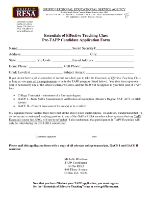 Fillable Online griffinresa Essentials of Effective Teaching Class Pre ...