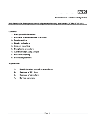 Fillable Online new psnc org NHS Service for Emergency Supply of ...