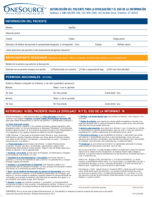 Fillable Online Autorizacin del paciente para la divulgacin y el uso ...