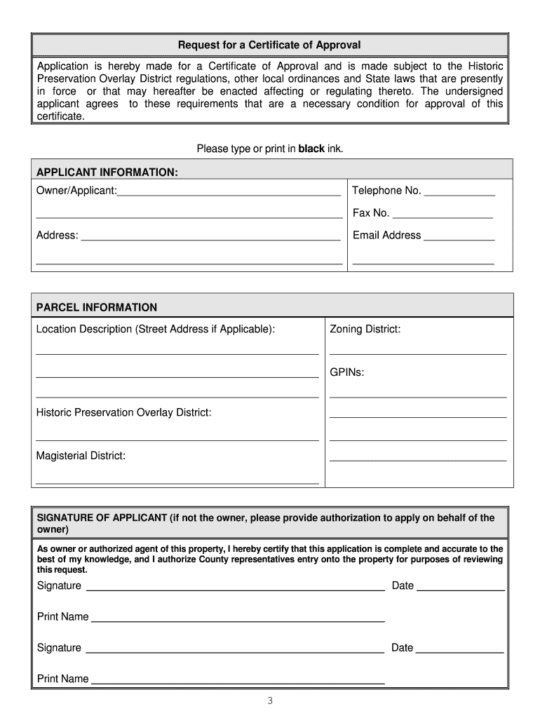 Fillable Online prj virginia ARB Certificate of Approval - Hanover ...