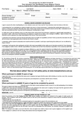 Fillable Online Waiver Form - Trees Adventure Fax Email Print - pdfFiller