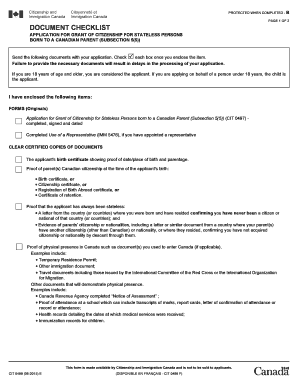 Fillable Online cic gc CIT 0499 E Document Checklist - Application for Fax Email Print - pdfFiller