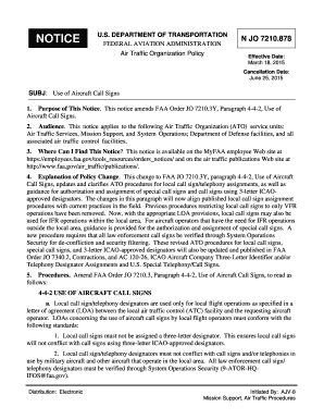 Fillable Online faa SUBJ: Use of Aircraft Call Signs Fax Email Print ...