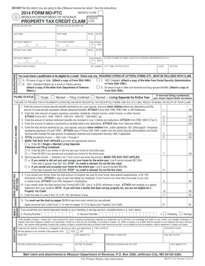 Fillable Online 2014 form mo-ptc property tax credit claim - Fax Email ...