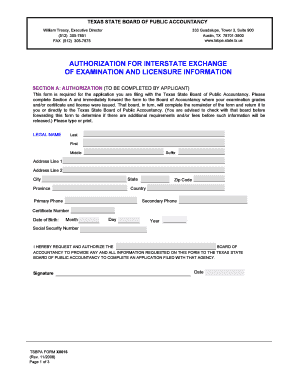 Fillable Online tsbpa state tx (X0016) (fillable) required - Texas ...